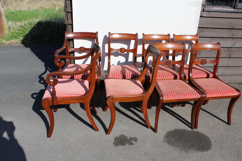Set 8 Maples Mahogany Sabre Leg Dining Chairs - Antiques Atlas