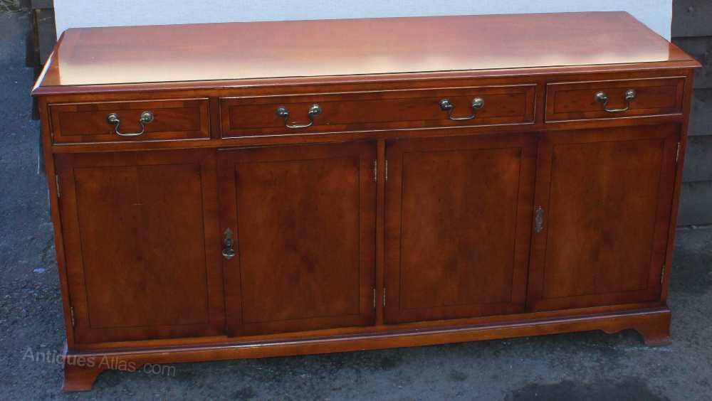 Antiques Atlas - Yew Wood 4 Door, 3 Drawer Sideboard