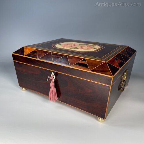 Antiques Atlas - Antique Regency Inlaid Specimen Rose Jewellery Box