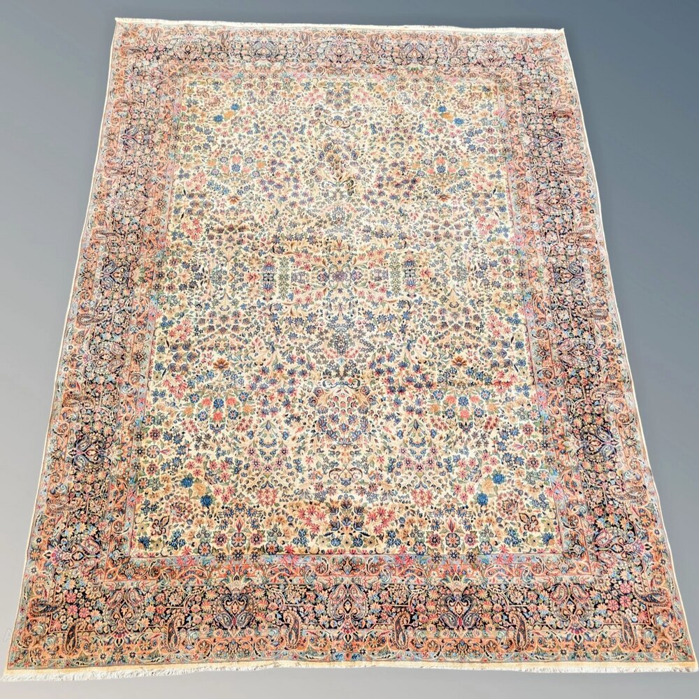 Antiques Atlas - Good Antique Kirman Carpet Room Size 490 Cms By 33 ...