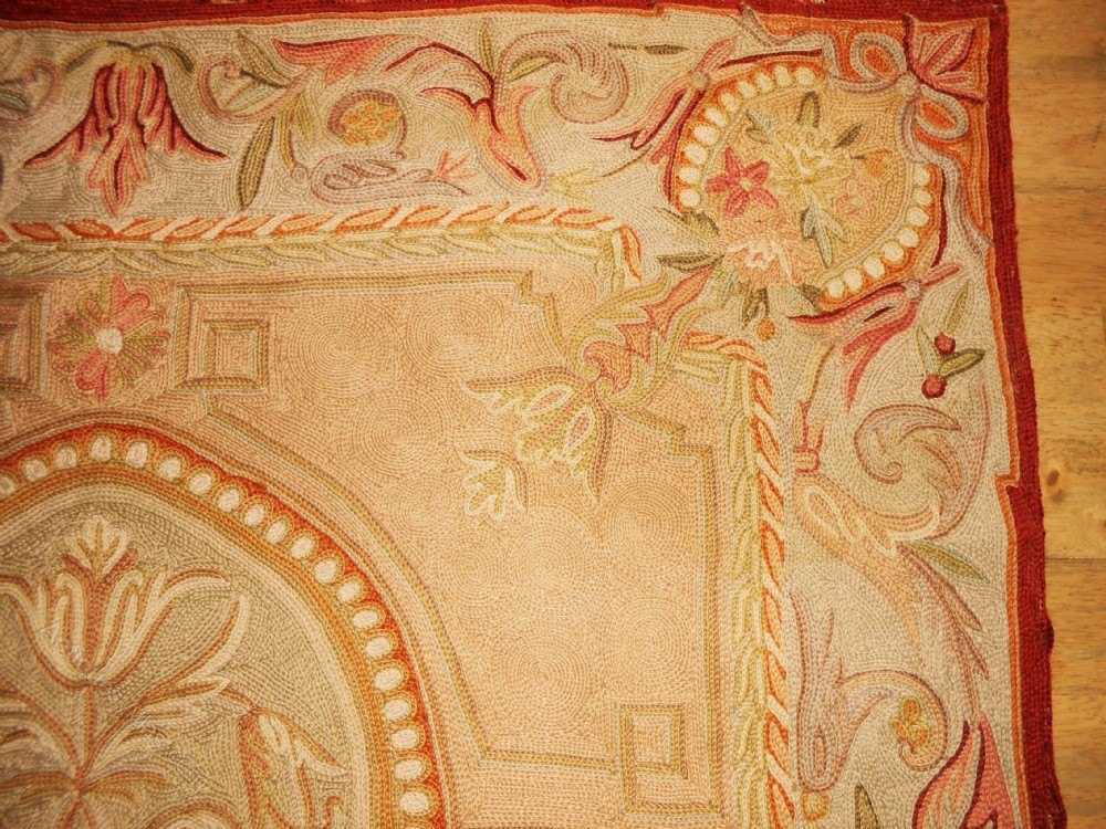 Antiques Atlas - Hand Woven Kashmir Chain Stitch Rug