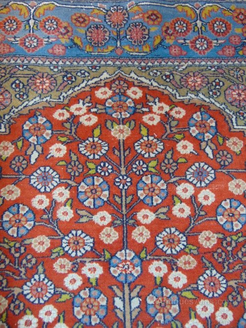 Antiques Atlas - Indian Prayer Rug / Carpet Silk Mogul Millefleur Design