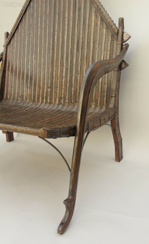 Large Rajasthani Hardwood & Metal Strapwork Bench - Antiques Atlas