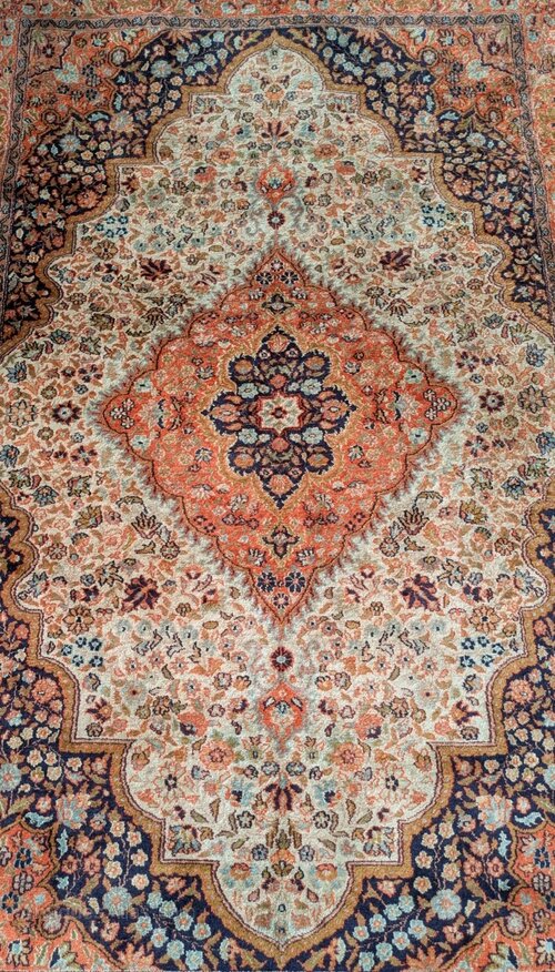 Antiques Atlas - Pretty Kashmir Silk Carpet as623a4624