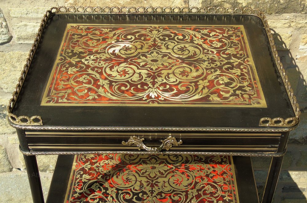 Victorian Boulle Work Ebonised Side Table Etagere - Antiques Atlas