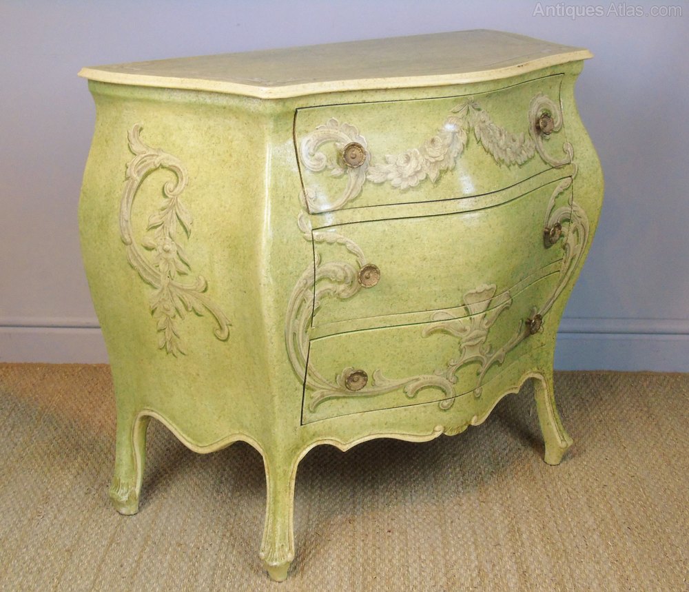 Antiques Atlas - Vintage Italian Painted Bombe Commode Harrods