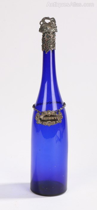 Antiques Atlas Beautiful Victorian Blue Glass Wine Bottle