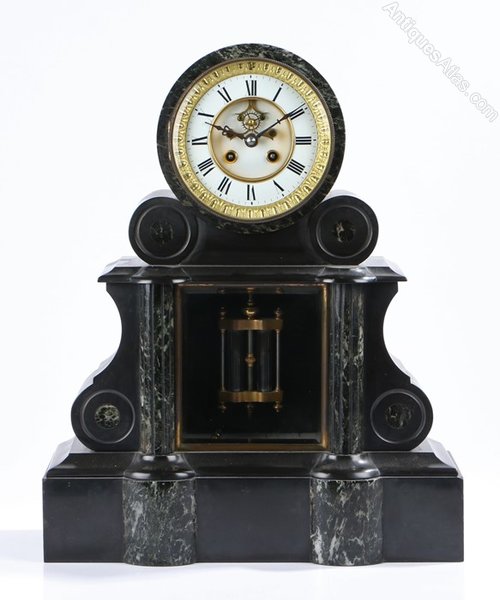 Antiques Atlas - Large Quality Victorian Black Slate & Marble Clock
