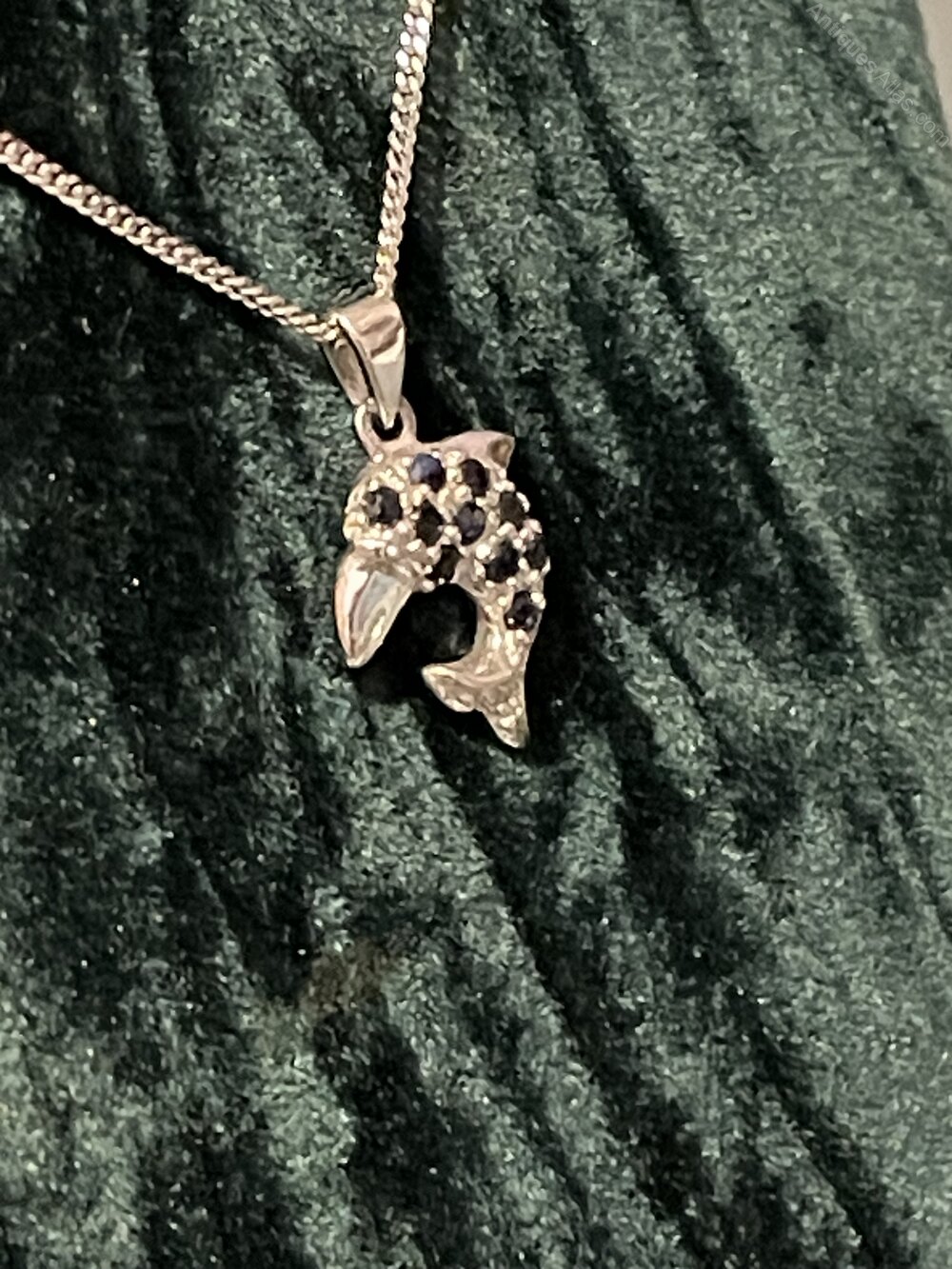 Antiques Atlas - Sapphire And Diamond Dolphin Pendant And Chain ...