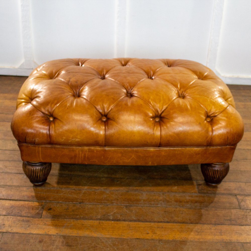 Large Tetrad Oskar Leather Footstool - Antiques Atlas