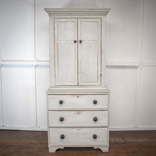 Tall Painted Victorian Cabinet On Chest - Antiques Atlas