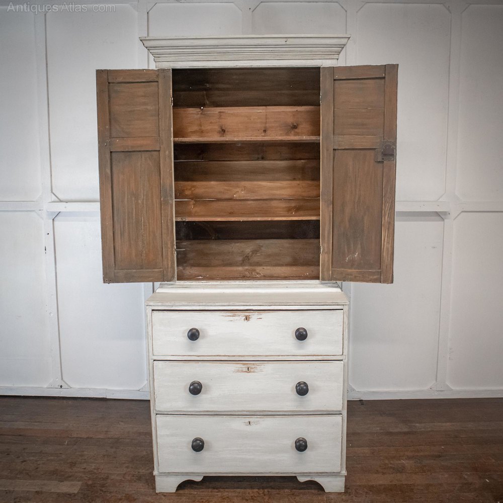 Tall Painted Victorian Cabinet On Chest - Antiques Atlas