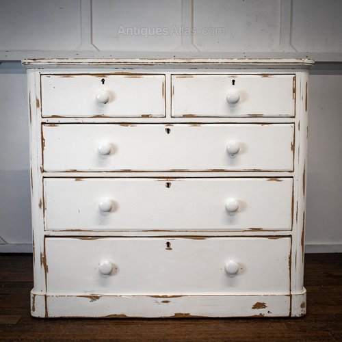 White Victorian Chest Of Two Over Three Drawers - Antiques Atlas