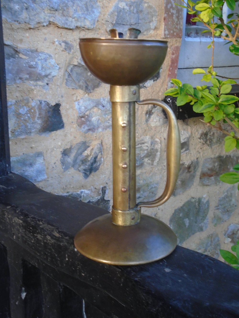 Antiques Atlas - Arts & Crafts Brass Candlestick With Handle as179a3887