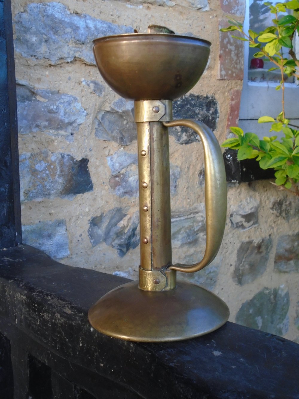 Antiques Atlas - Arts & Crafts Brass Candlestick With Handle as179a3887