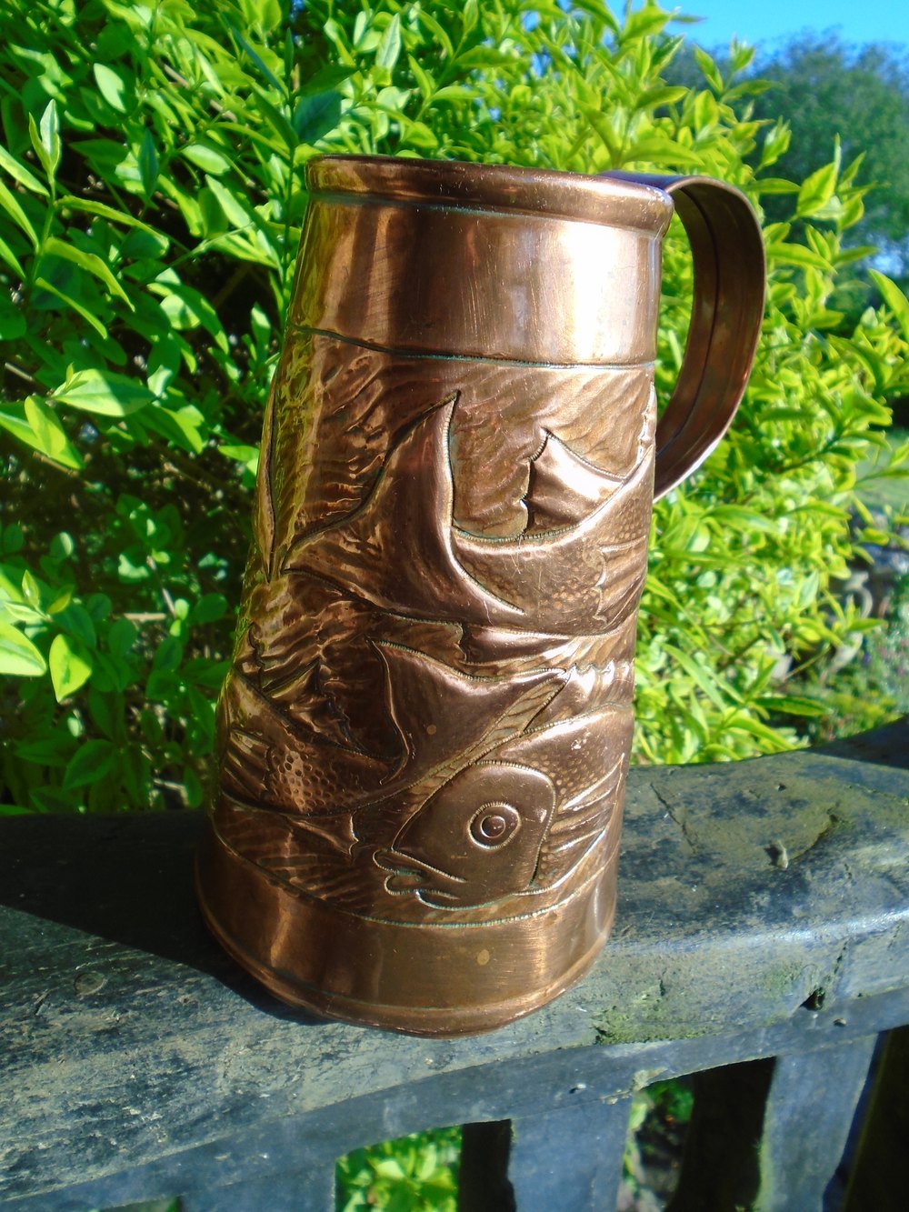 Antiques Atlas - Delightful Arts & Crafts Copper Fish Vase.