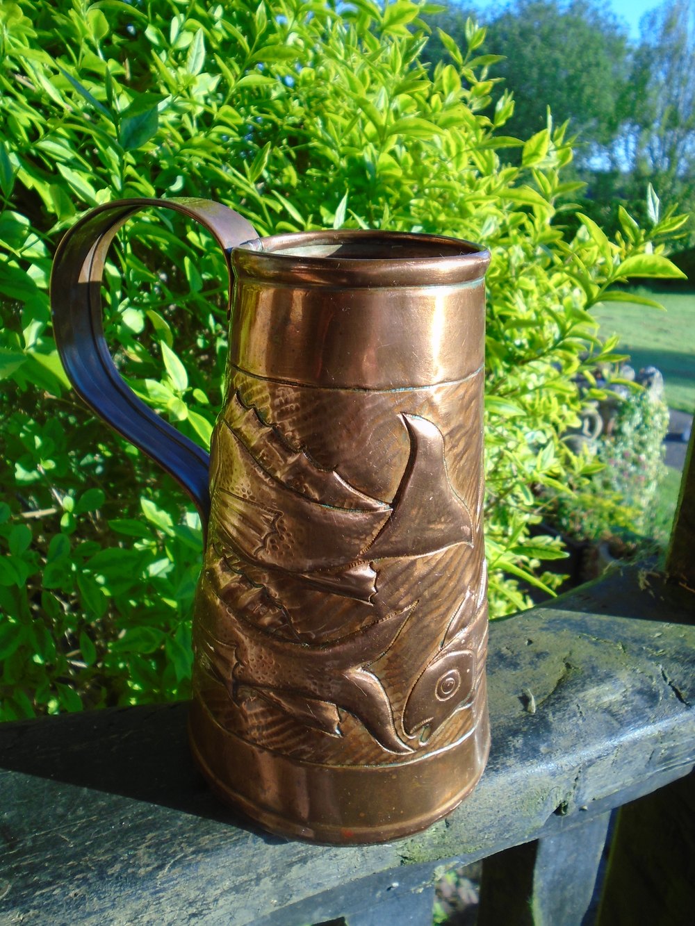 Antiques Atlas - Delightful Arts & Crafts Copper Fish Vase.
