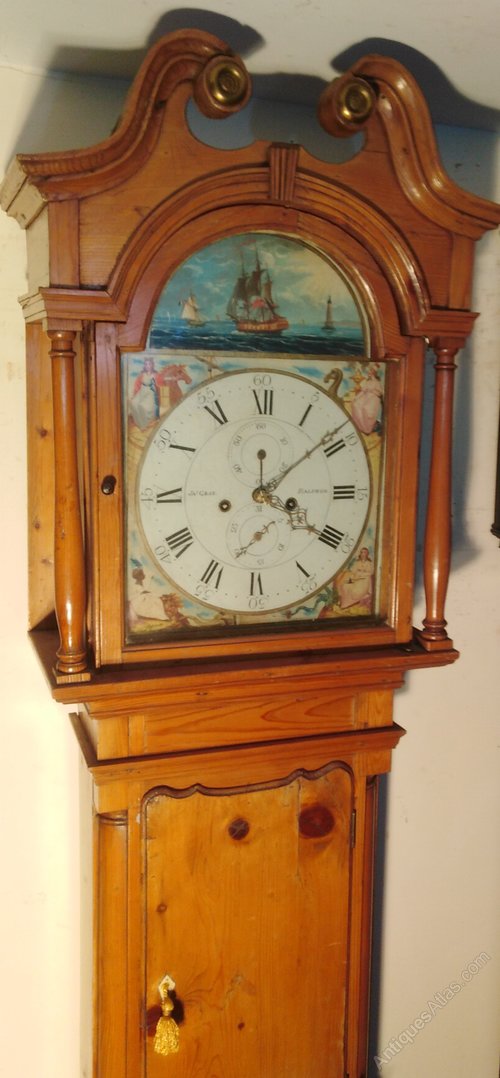 Antiques Atlas - ANTIQUE PINE 8 DAY LONGCASE CLOCK