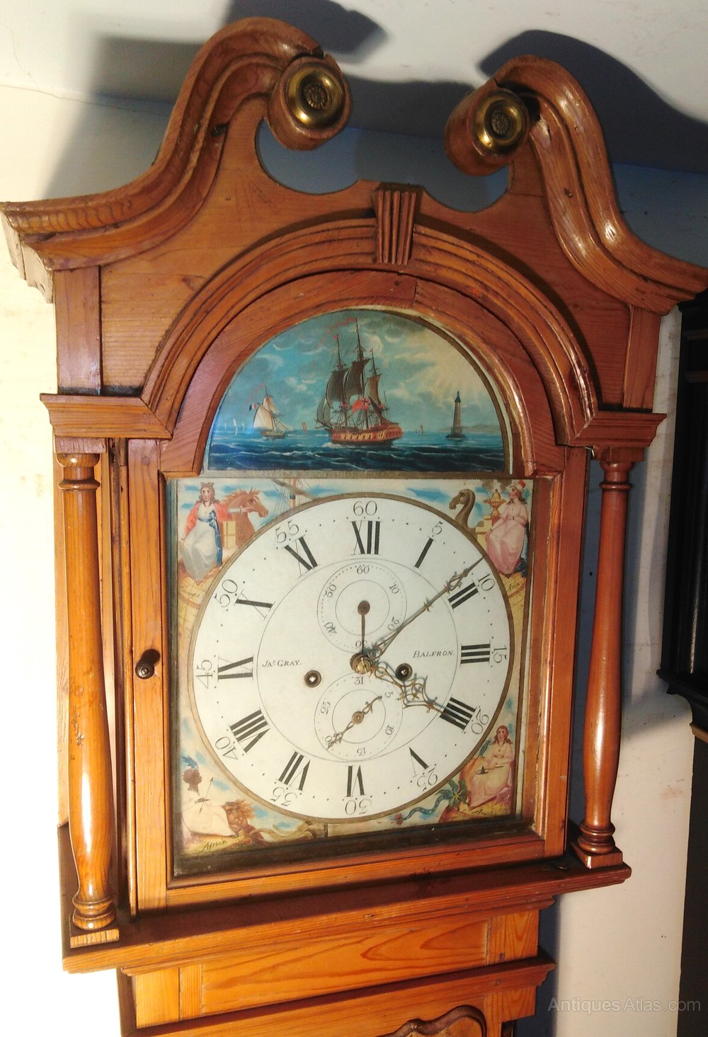 Antiques Atlas - ANTIQUE PINE 8 DAY LONGCASE CLOCK