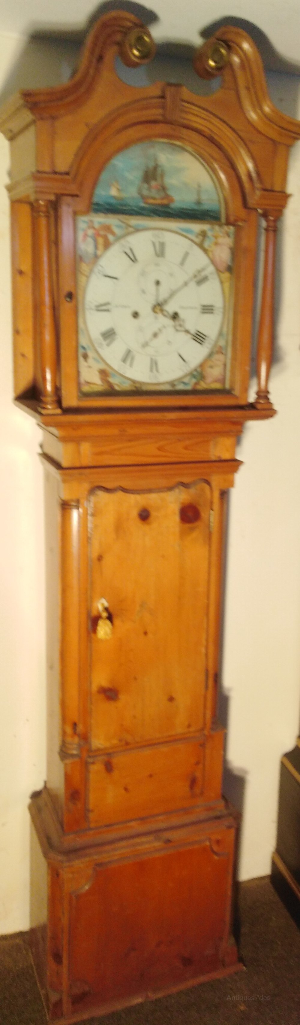 Antiques Atlas - ANTIQUE PINE 8 DAY LONGCASE CLOCK