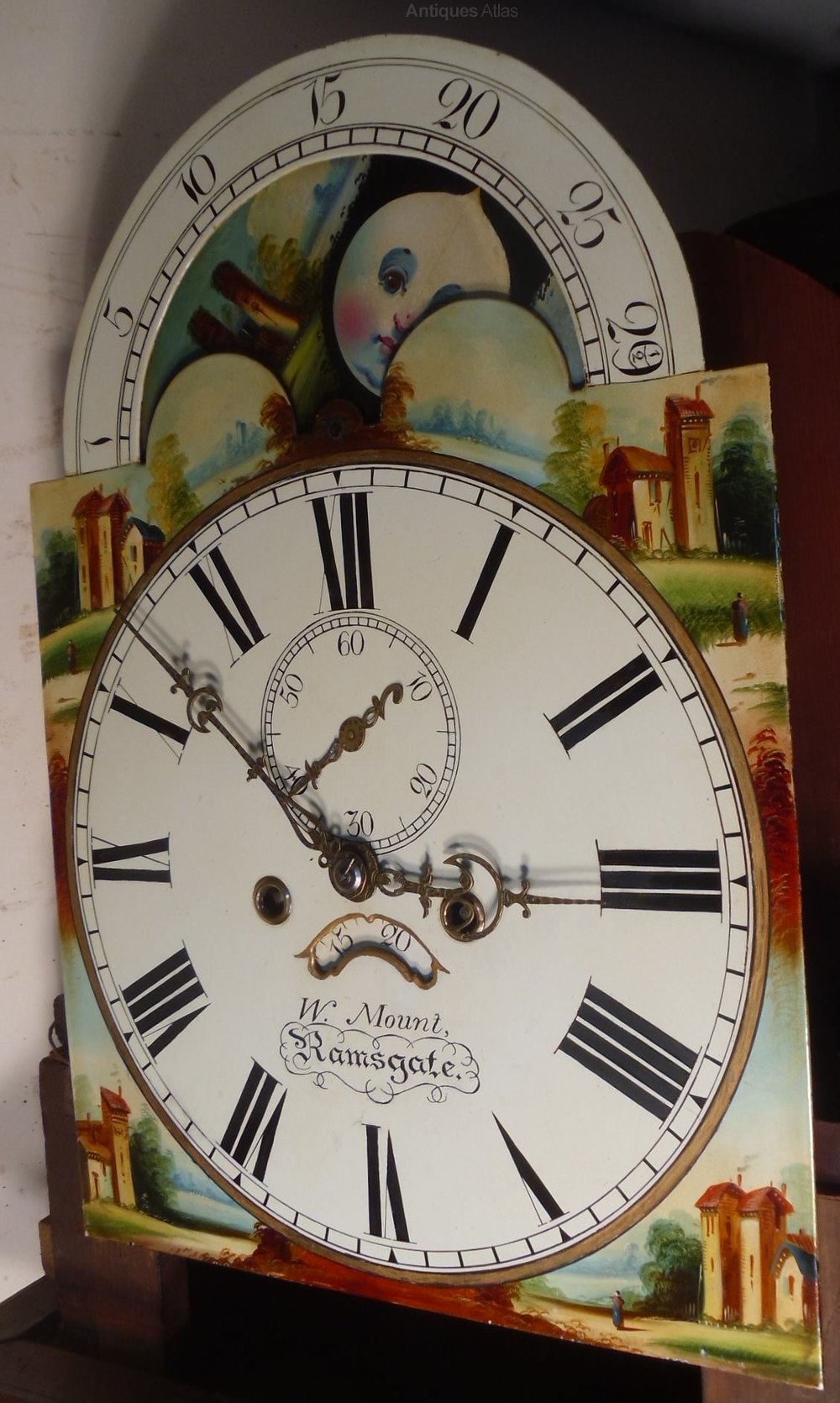 Antiques Atlas - MAHOGANY MOON DIAL Longcase Clock