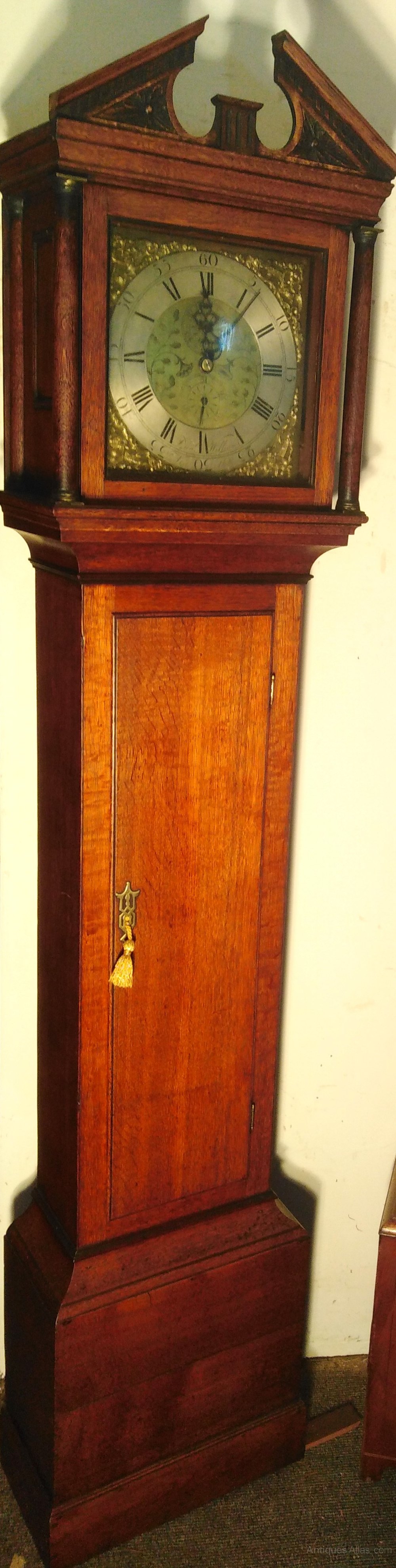 Antiques Atlas - ANTIQUE LIGHT OAK LONGCASE / GRANDFATHER CLOCK
