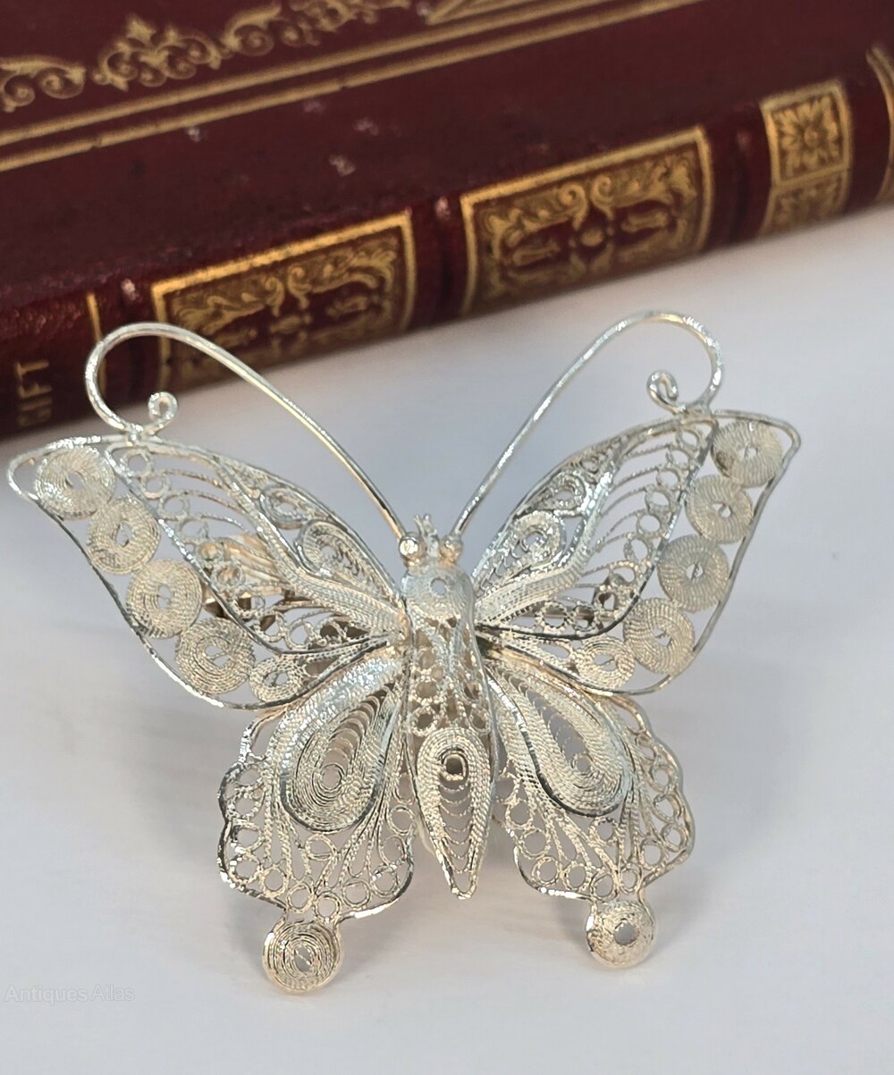 Antiques Atlas - Vintage Silver Filigree Butterfly Brooch C1930 as755a512