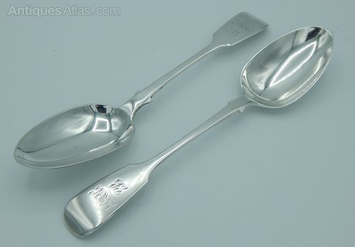 Antiques Atlas - Pair Of Silver Fiddle Pattern Table Spoons Chawner & Co
