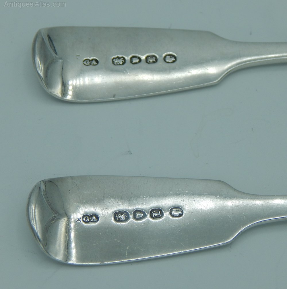 Antiques Atlas - Pair Of Silver Fiddle Pattern Table Spoons Chawner & Co