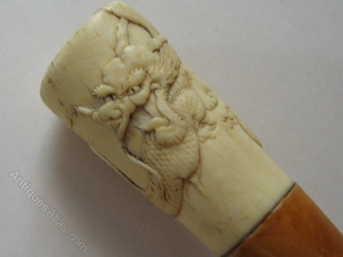 Antiques Atlas - Chinese Carved Ivory Handled Walking Cane