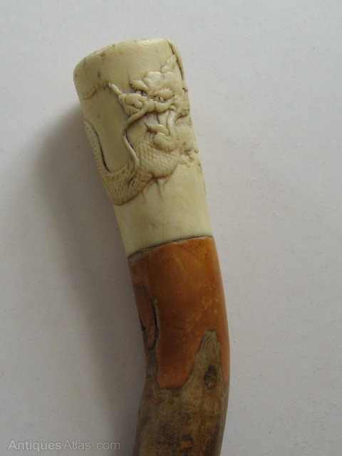 Antiques Atlas - Chinese Carved Ivory Handled Walking Cane