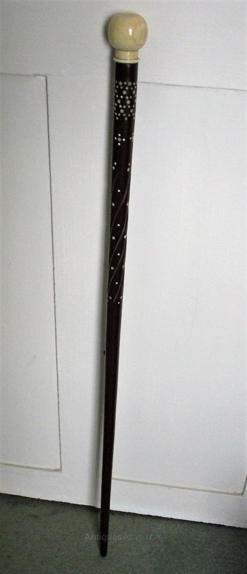 Antiques Atlas - Ebony, Ivory, Bone Walking Cane