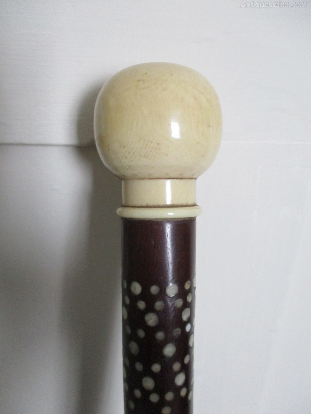 Antiques Atlas - Ebony, Ivory, Bone Walking Cane