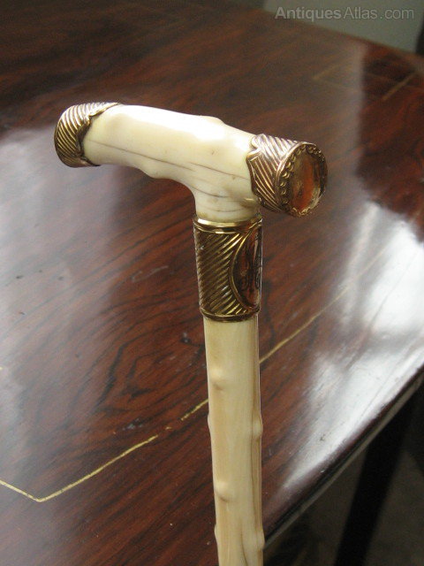 Antiques Atlas - Walking Cane, Ivory And Gilt Handle