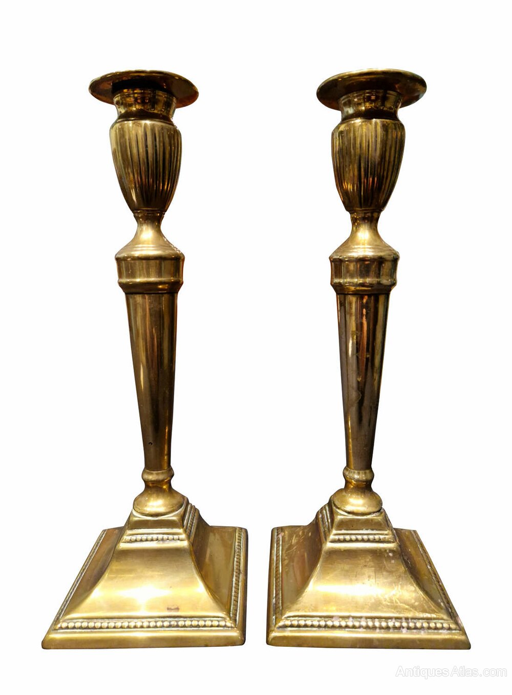 Antiques Atlas - Pair Of George III Brass Square Candlesticks
