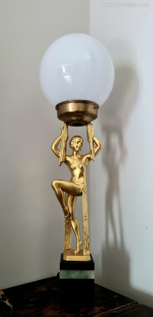 Antiques Atlas - Art Deco Lamp- Egyptian Dancer