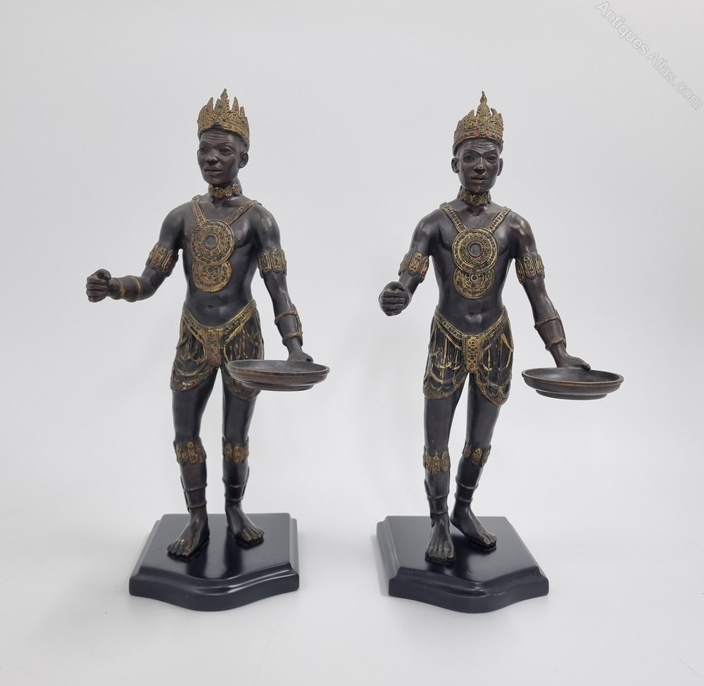 Antiques Atlas - Pair Bronze Figures Of Nubian Princes C. 1920