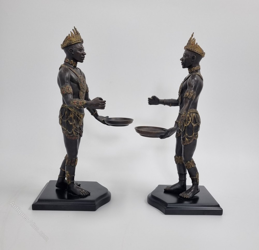Antiques Atlas - Pair Bronze Figures Of Nubian Princes C. 1920