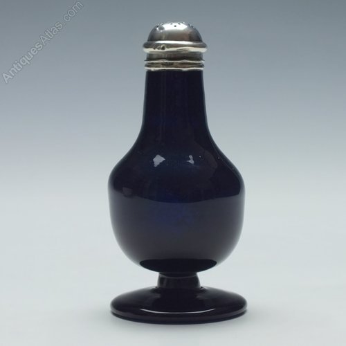 Antiques Atlas - Blue Glass Pepper Pot Birmingham 1932