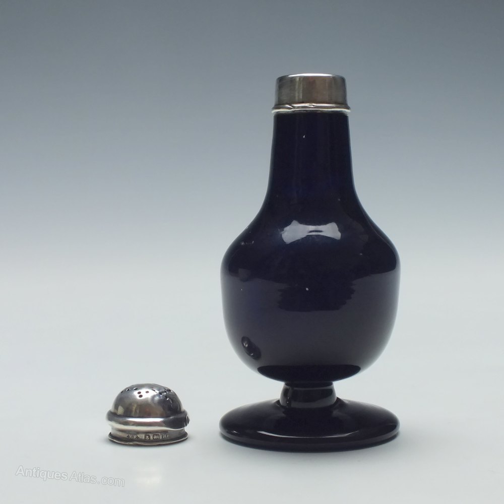 Antiques Atlas - Blue Glass Pepper Pot Birmingham 1932