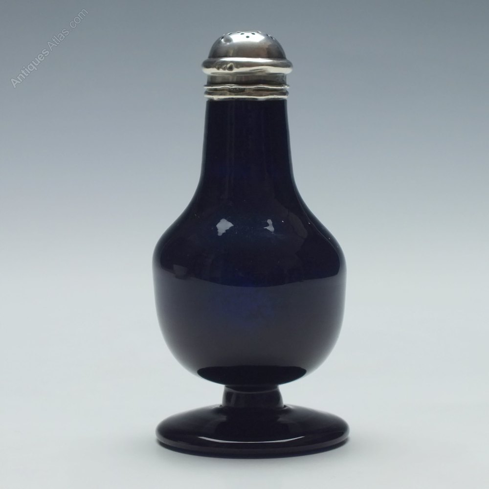 Antiques Atlas - Blue Glass Pepper Pot Birmingham 1932