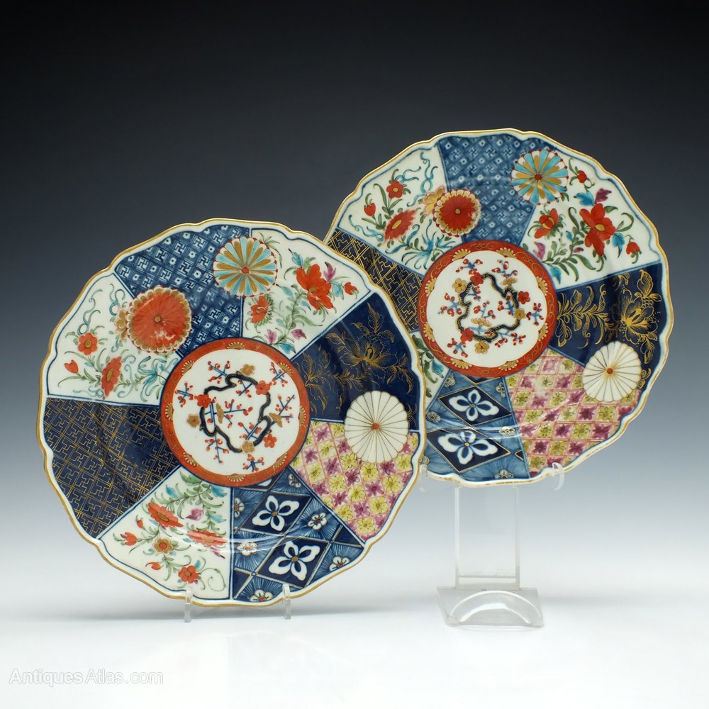 Antiques Atlas - First Period Worcester Old Mosaic Pattern Plates