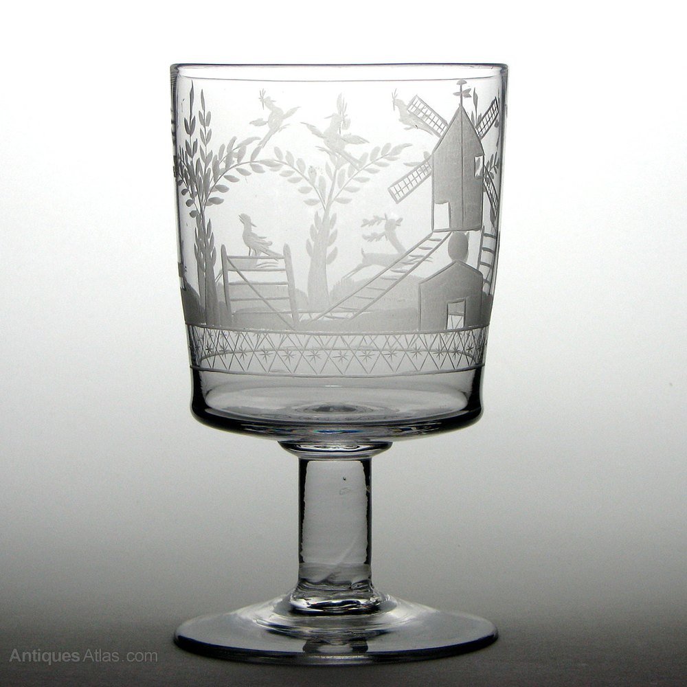 Antiques Atlas - Large Engraved Georgian Glass Rummer