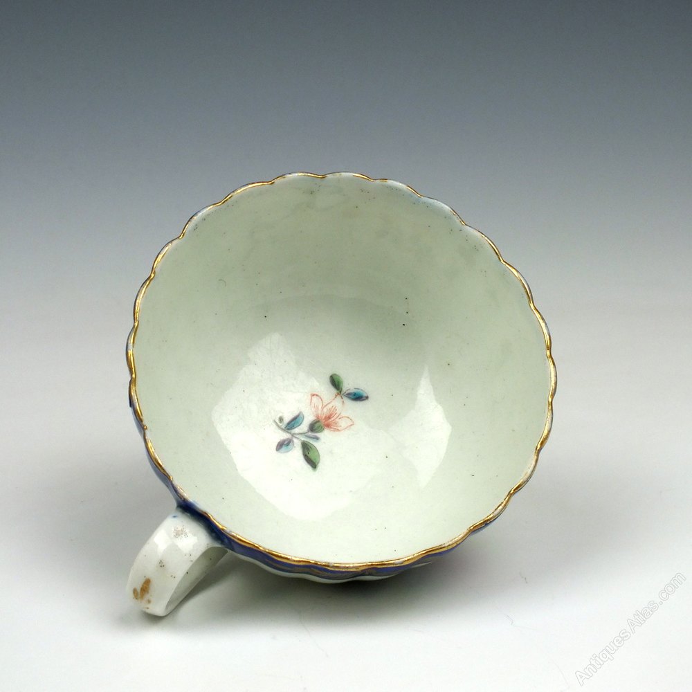 Antiques Atlas - Worcester Fluted Floral Pattern Porcelain Trio