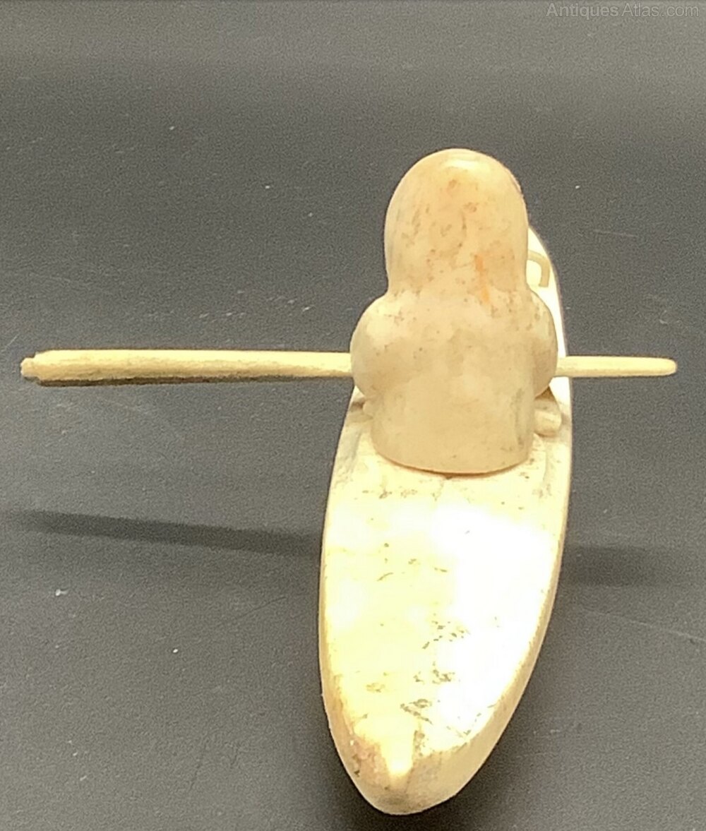 Antiques Atlas - Vintage Inuit Bone Carving Of A Kayak as1211a228