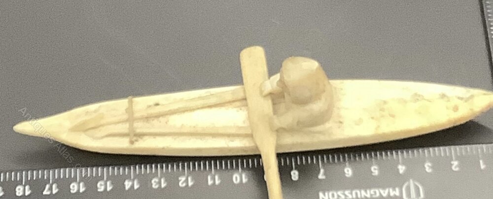 Antiques Atlas - Vintage Inuit Bone Carving Of A Kayak as1211a228
