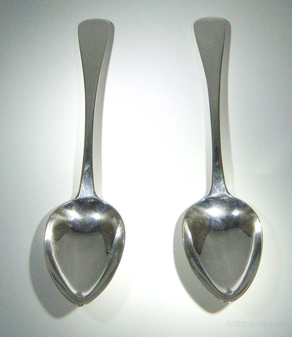 Antiques Atlas - Fine Pair Of George III Silver Serving Spoons, 1817