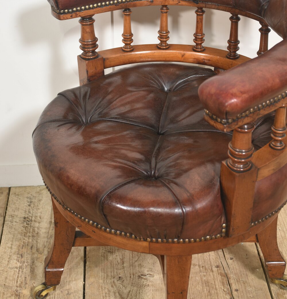Late 19th Century Walnut Framed Revolving Desk Chair as135a5793 ...