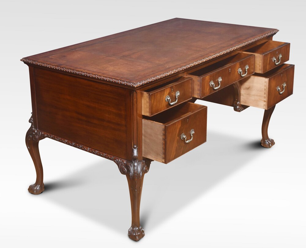 Mahogany Writing Desk Of Chippendale Design as135a5118 - Antiques Atlas