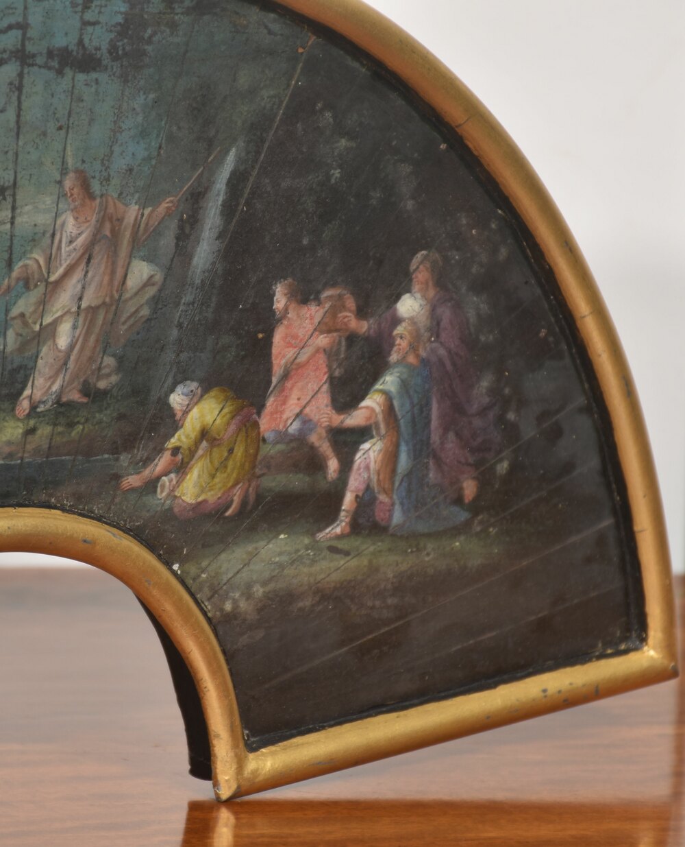 Antiques Atlas - Painted Fan Leaf With Biblical Scene In Gilt Metal ...